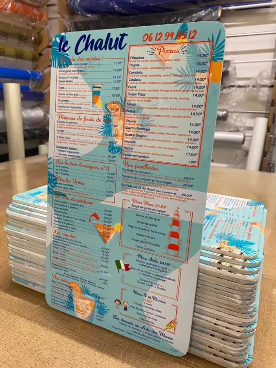 Réalisation de menus en PVC à Saint-Cyprien | Impulse Communication